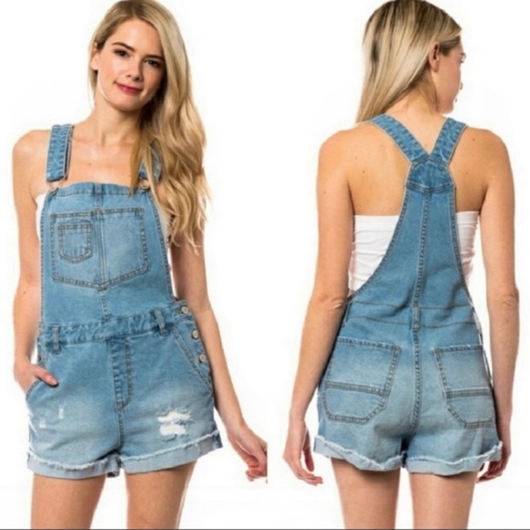 Love Tree | Shorts | Love Tree Denim Short Overalls Large | Poshmark